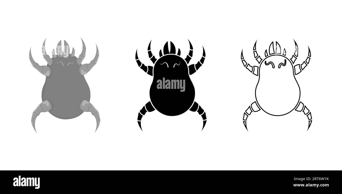Dust mites icons set vector illustration. Microscopic dangerous insects ...