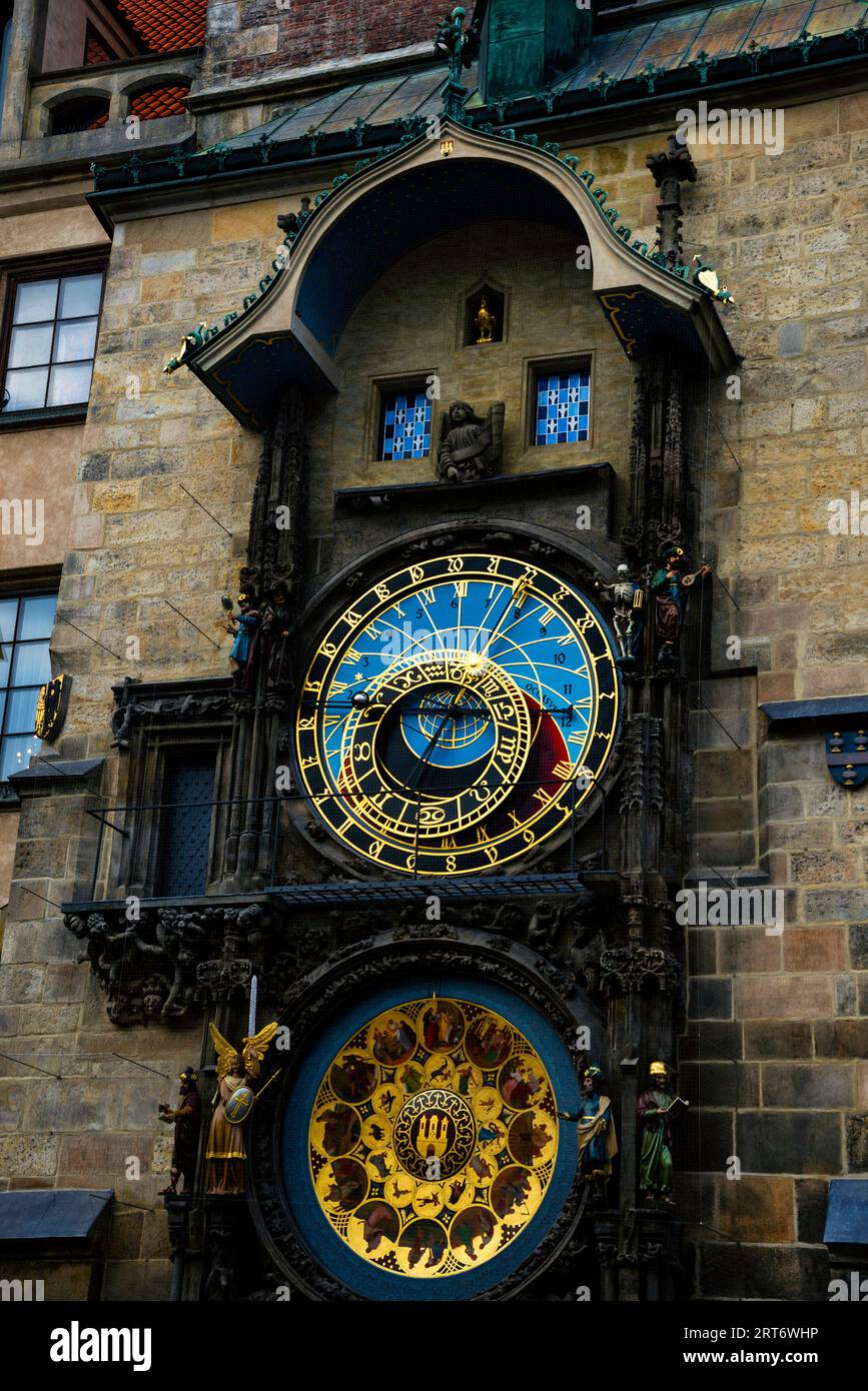 Medieval Prague astronomical clock or Prajue Orloj, Old Town Hall, Old ...