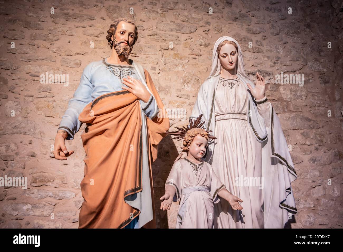 Religious background with holy christian family statues Stock Photo - Alamy