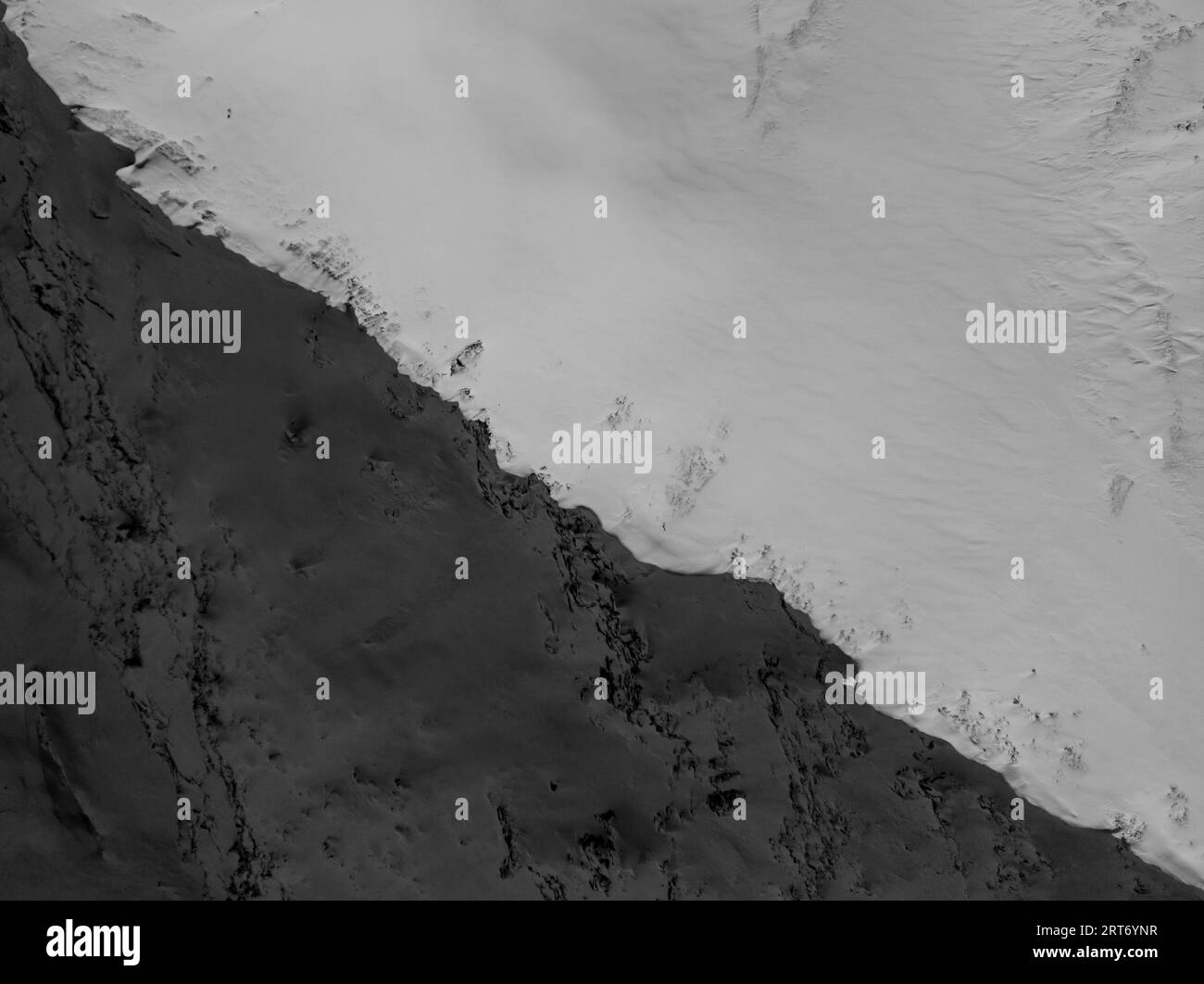 From above ice snow textured surface in wintertime mountains in Zermatt ...