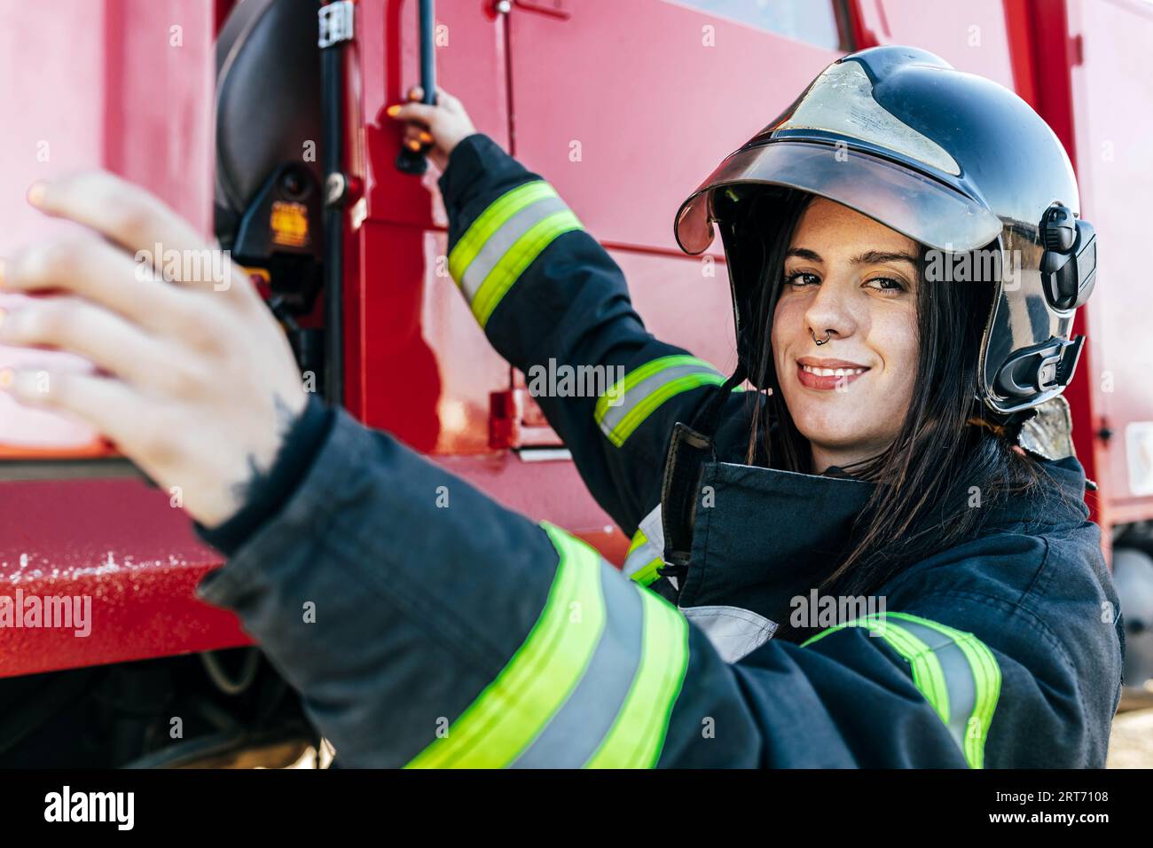 Female fire truck driver hi-res stock photography and images - Alamy
