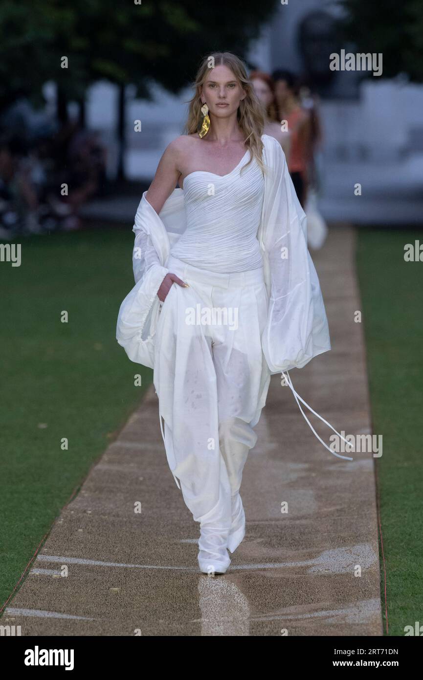 Model Anne Vyalitsyna walks on the runway at the Prabal Gurung fashion ...