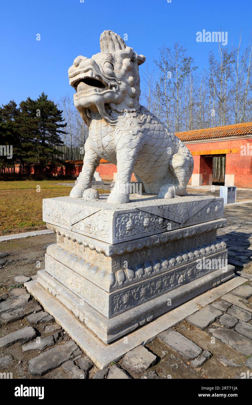 Kirin stone carving in Mausoleum of Qing Dynasty, Yi County, Hebei ...
