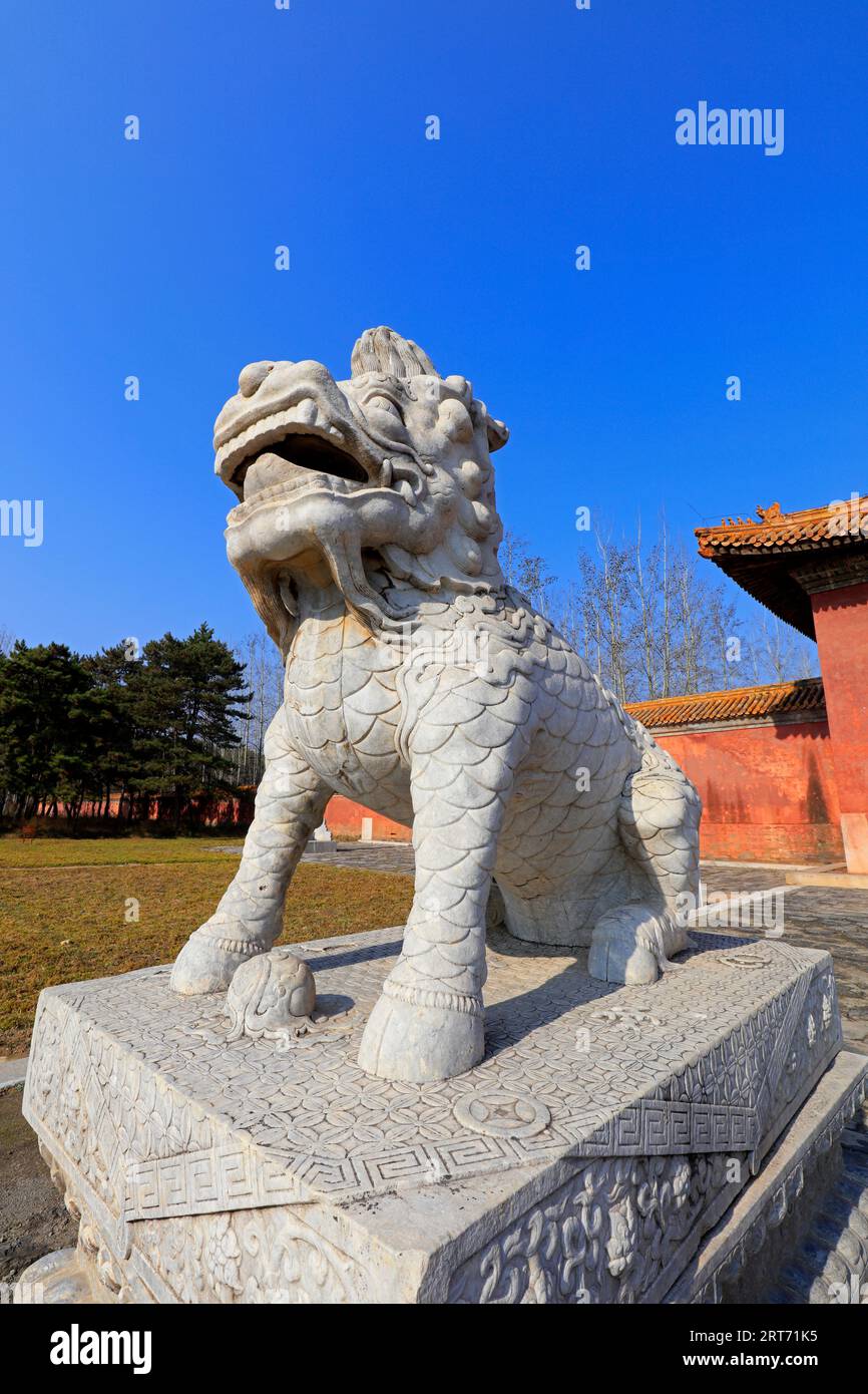 Kirin stone carving in Mausoleum of Qing Dynasty, Yi County, Hebei ...