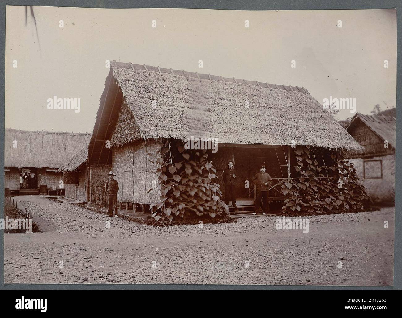 Colonial Dutch Empire in Indonesia, 1900, Building in the bivouac at ...