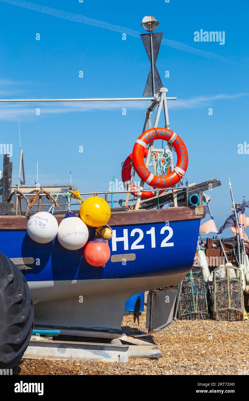 Fishing Boat and Paraphernalia on Beach at Aldeburgh in Suffolk on a ...
