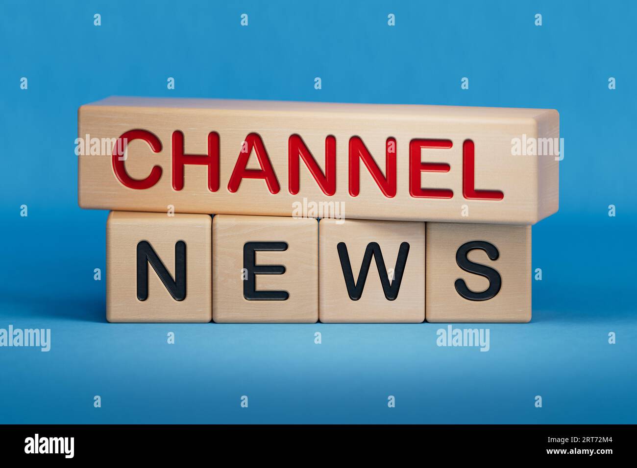 Channel News symbol. Wooden blocks with words 'Channel News'. Wooden ...