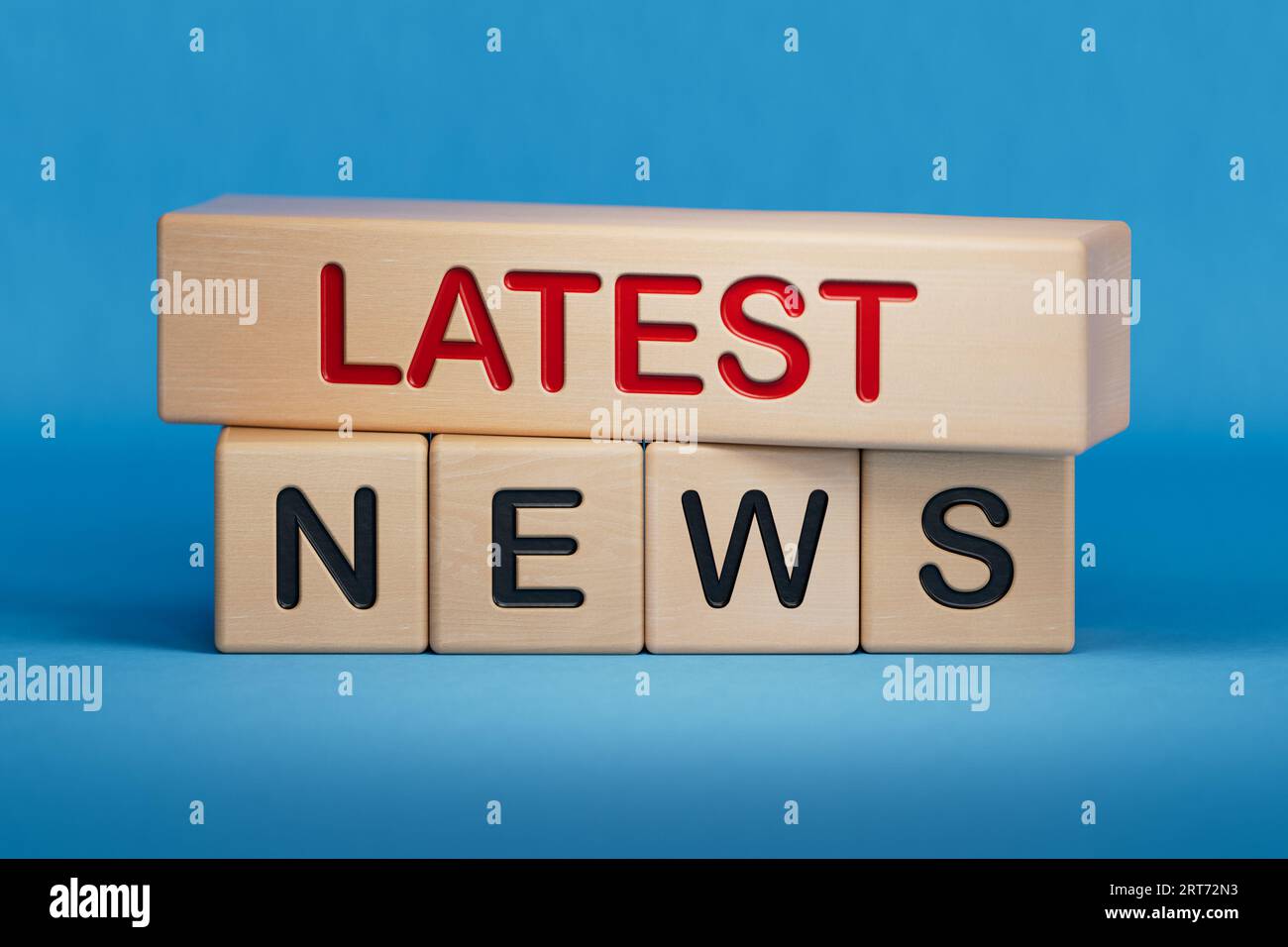 Latest News symbol. Wooden blocks with words 'Latest News'. Wooden cube ...