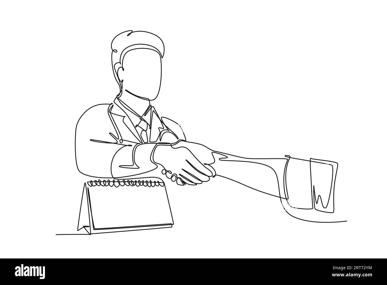 Continuous one line drawing young smart doctor handshake the patient in ...