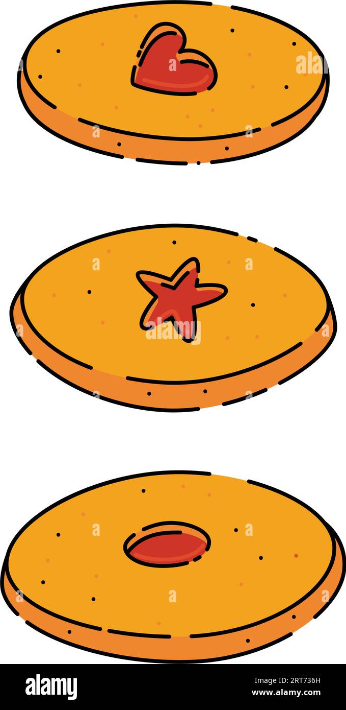 Cartoon Shortbread cookies with drop of jam Stock Vector Image & Art ...