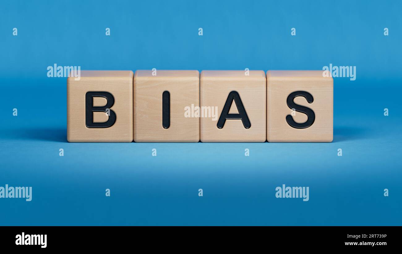 Bias - text on wooden blocks, personal opinions prejudice.3D rendering ...
