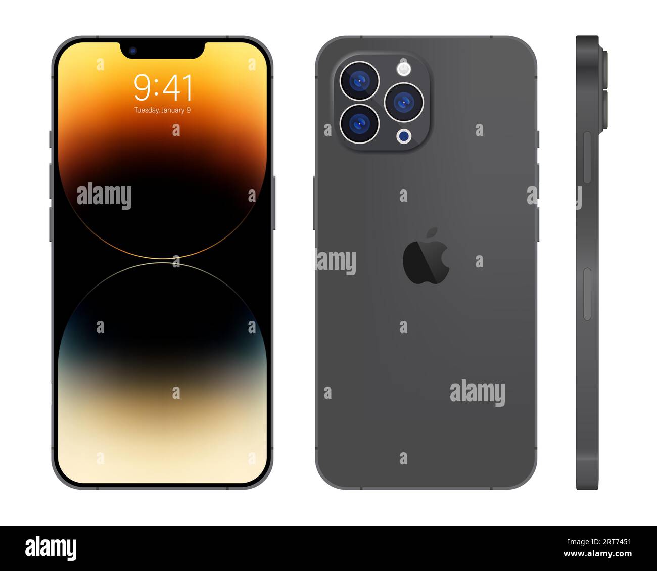 New iPhone 15 pro, pro max Deep gray color by Apple Inc. Mock-up screen ...