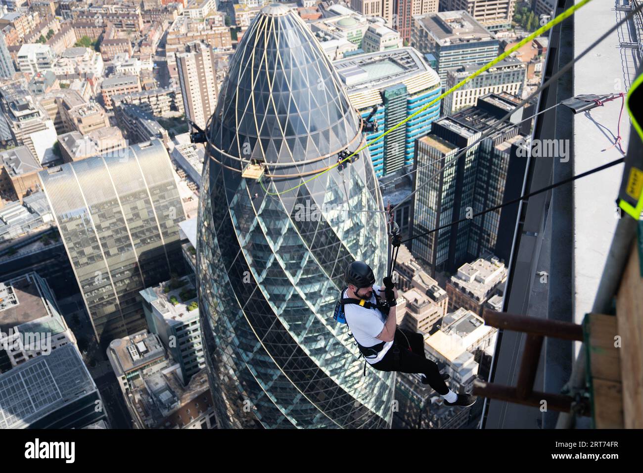 EDITORIAL USE ONLY London, UK. 09th Sep 2023. Participants zip wire ...