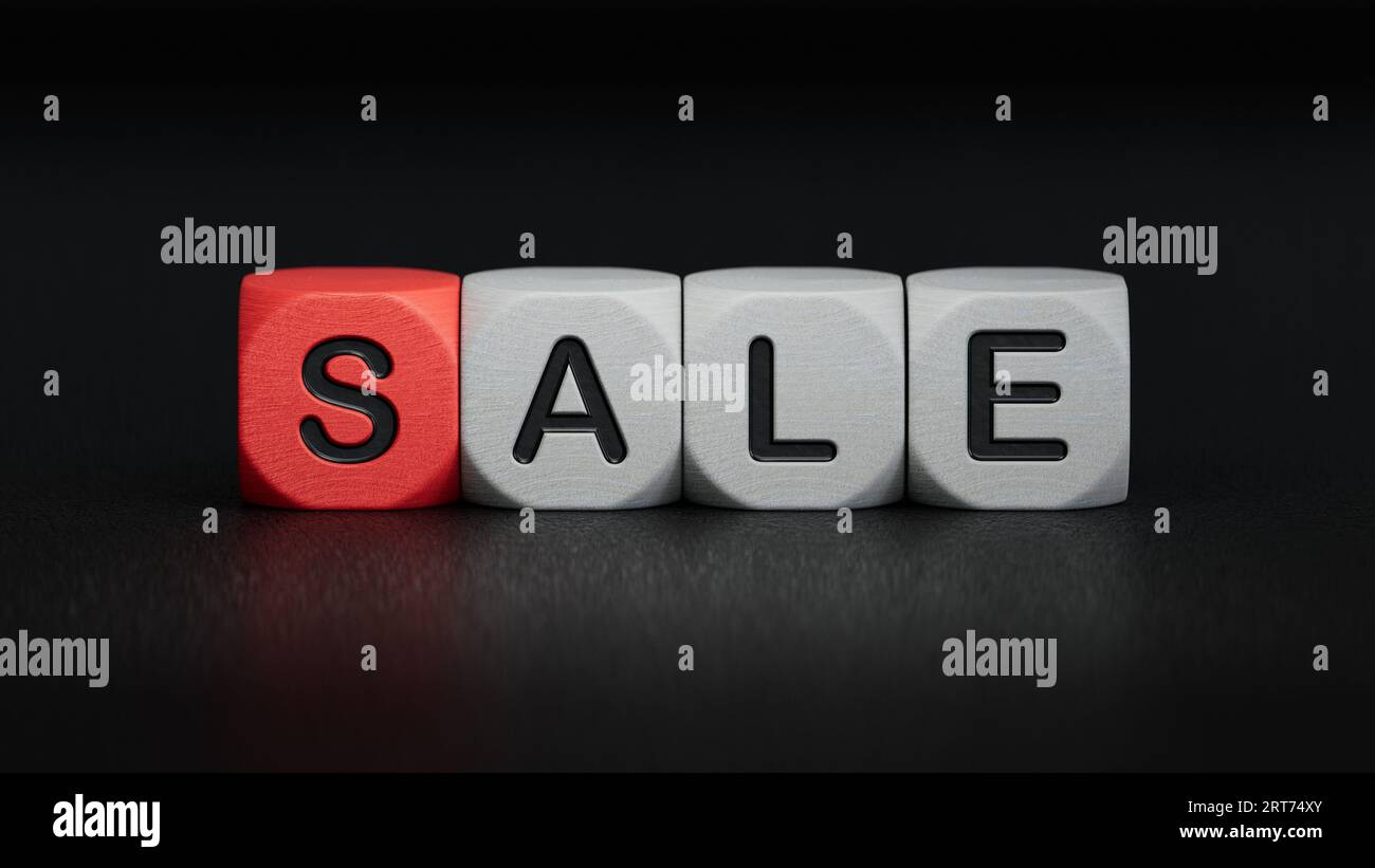 Symbol for a sale. Dice form the expression "Sale".3D rendering on ...