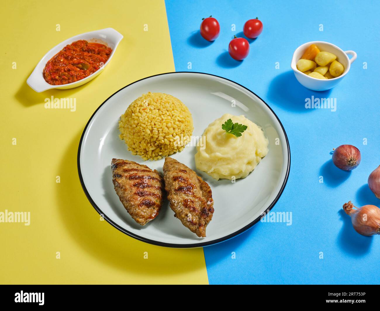 Turkish food on colorful background. with side dishes. dolma, sarma ...