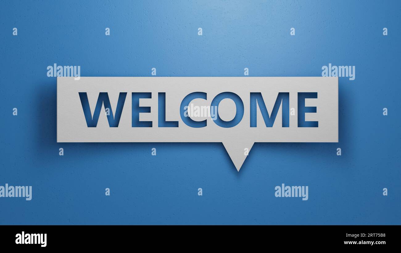 Welcome - Speech Bubble. Minimalist Abstract Design With White Cut Out ...