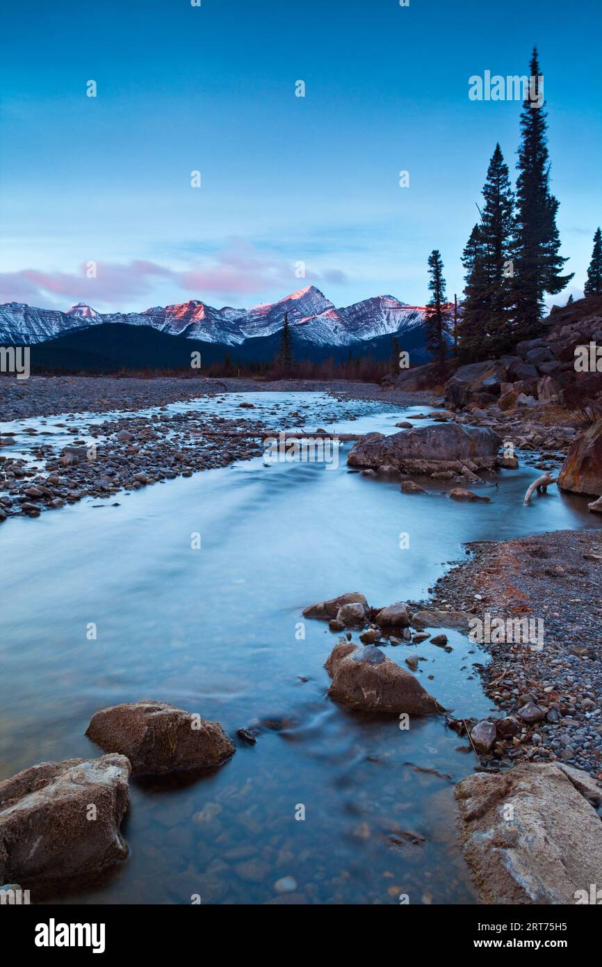 Sunrise and the Elbow River in Kananaskis, Alberta, Canada Stock Photo ...
