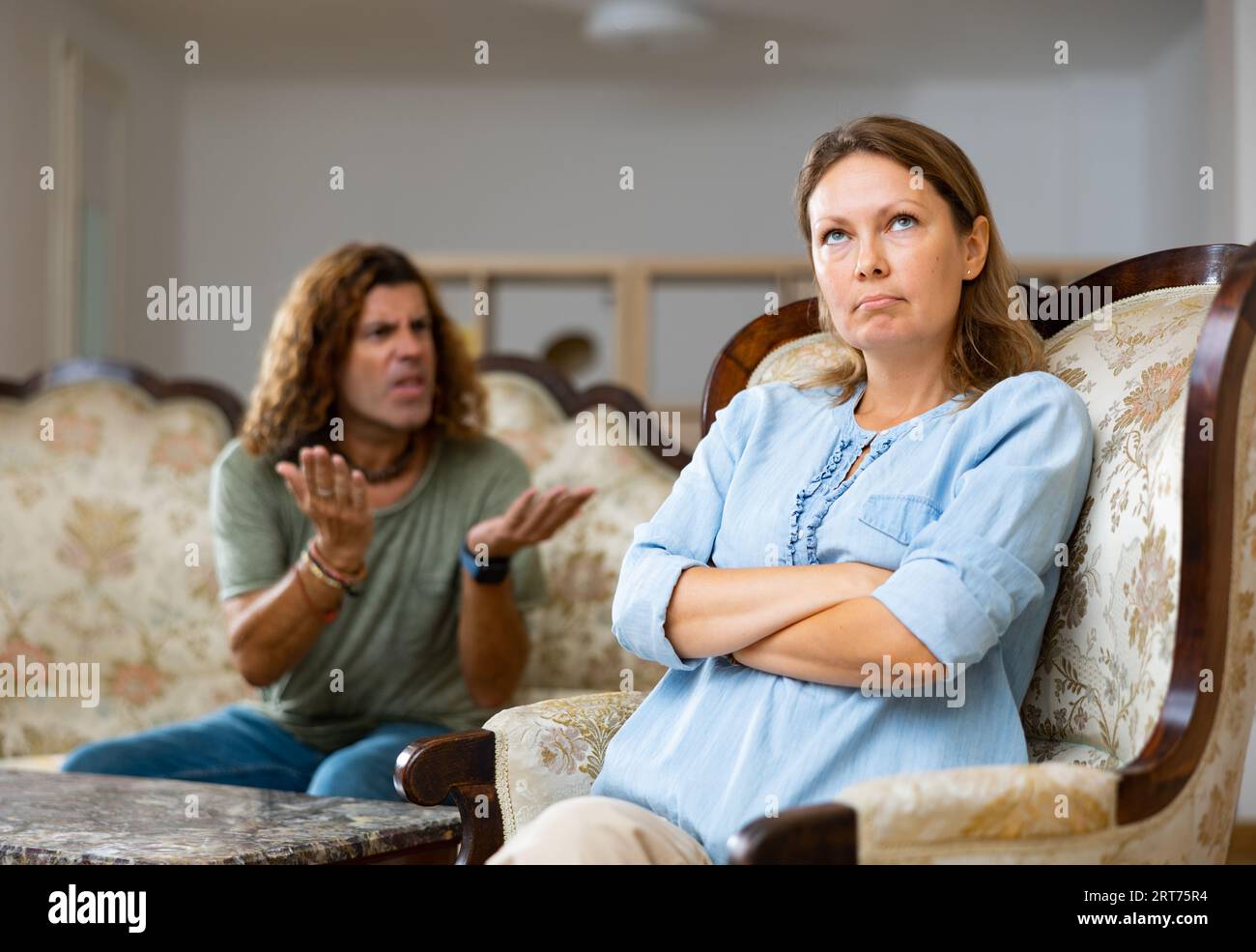 Unhappy Married Couple Arguing Among Themselves While Sitting On A