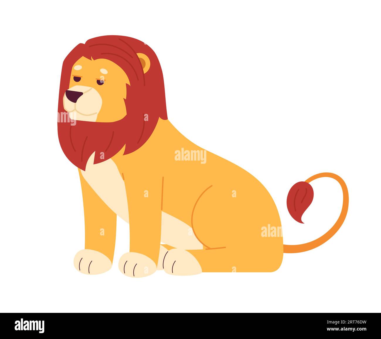 WIld lion sitting semi flat color vector character Stock Vector Image ...
