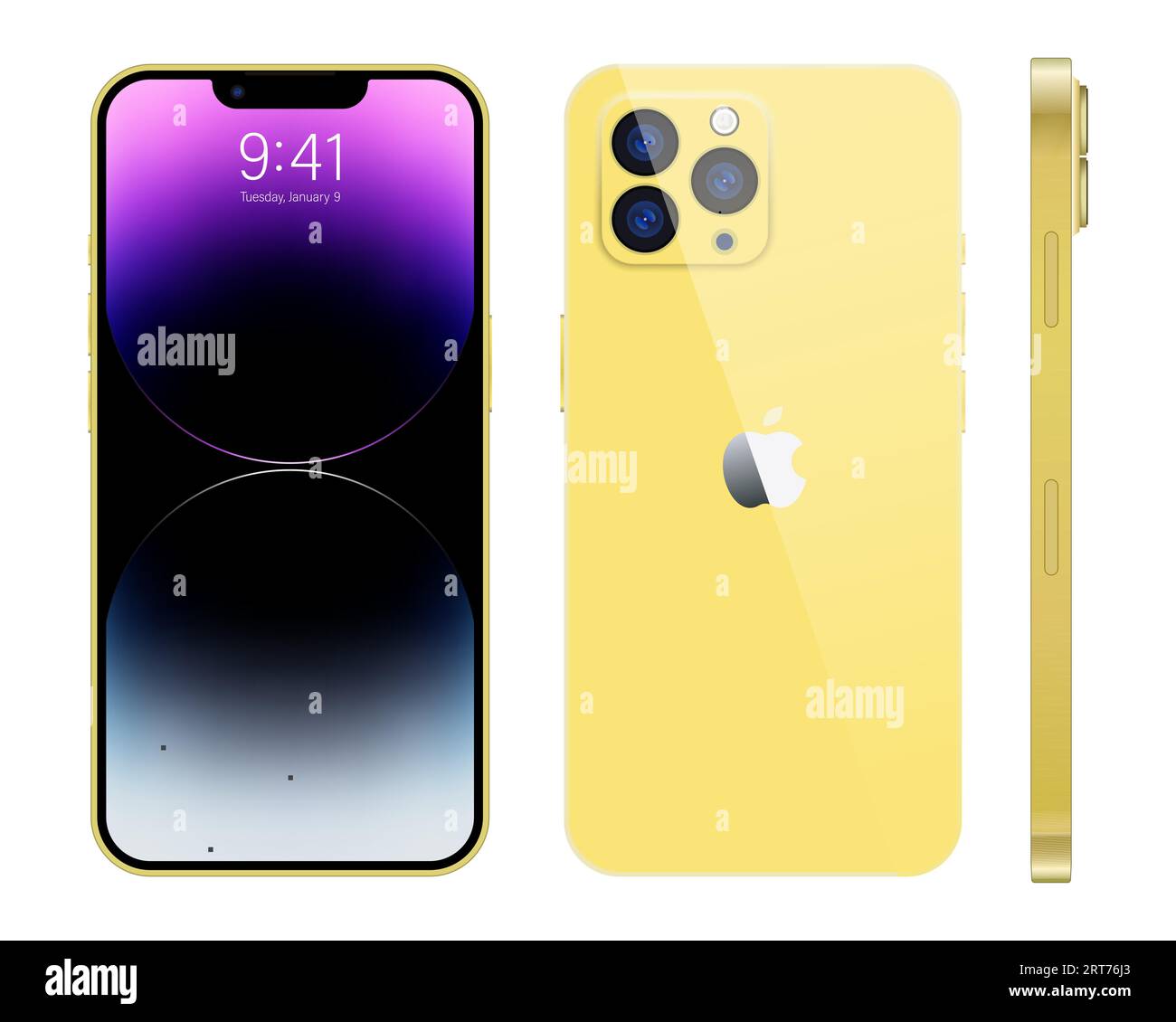 New iPhone 15 pro, pro max Deep yellow color by Apple Inc. Mock-up ...