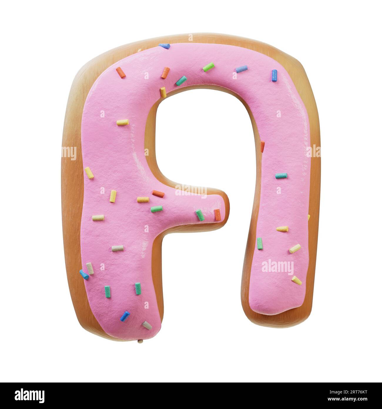 3D illustration of Rose Glazed Donut Font Concept. Bakery sweet ...