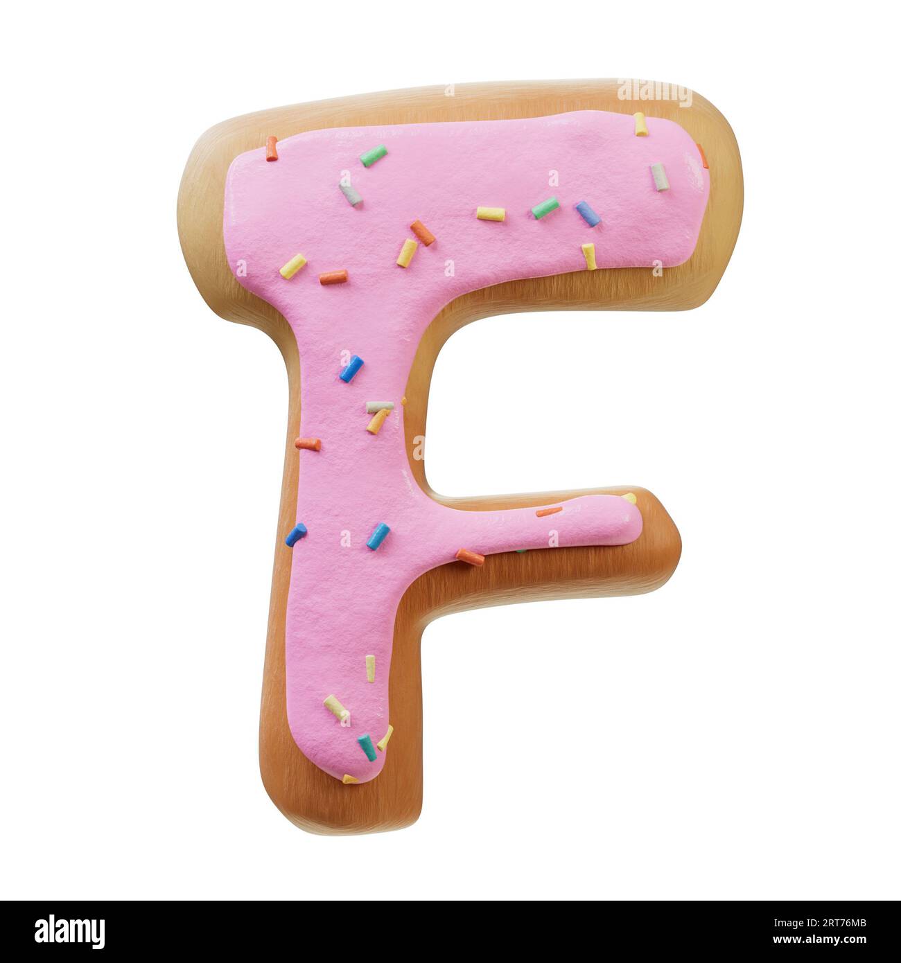 3D illustration of Rose Glazed Donut Font Concept. Bakery sweet ...