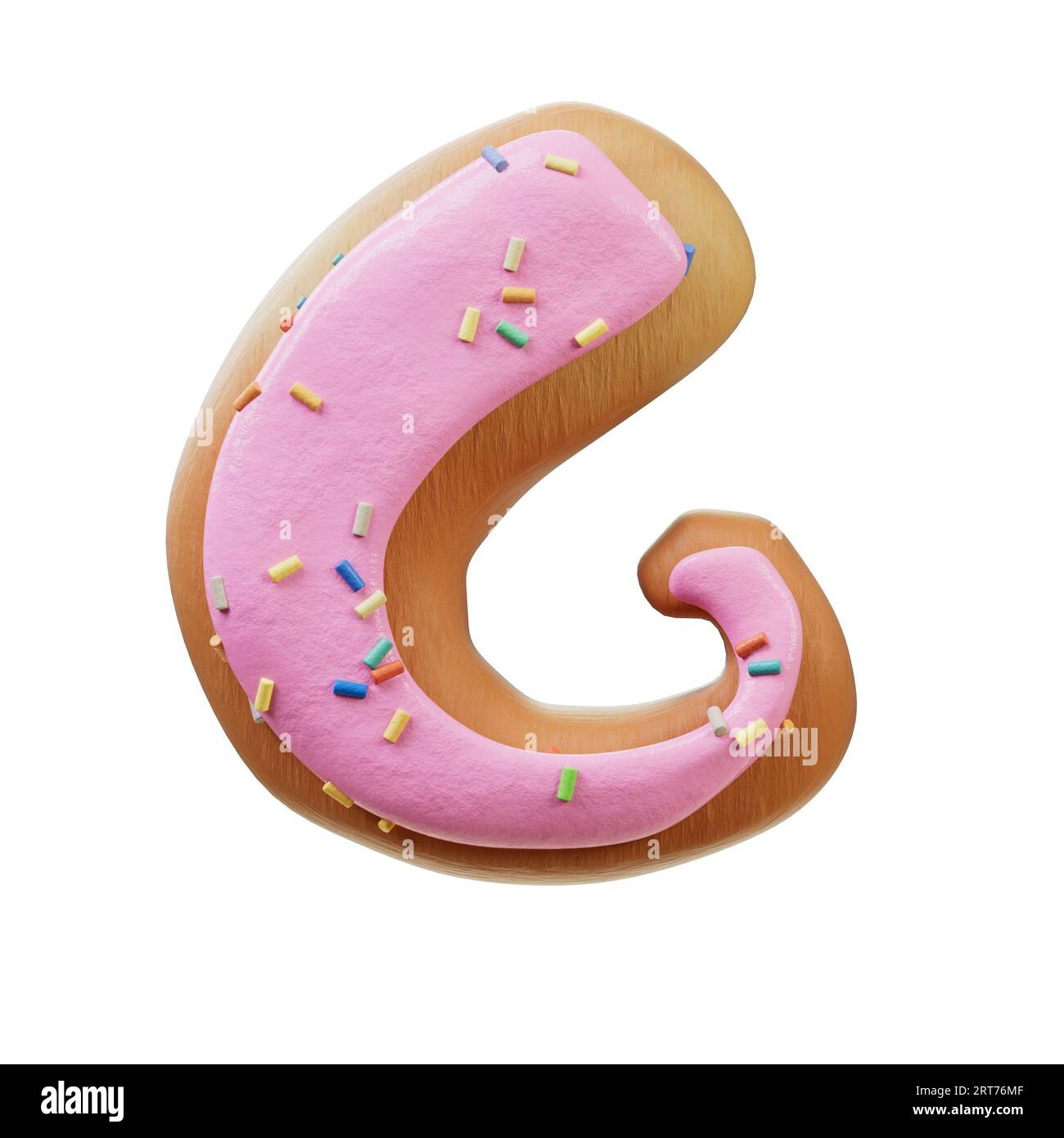 3D illustration of Rose Glazed Donut Font Concept. Bakery sweet ...