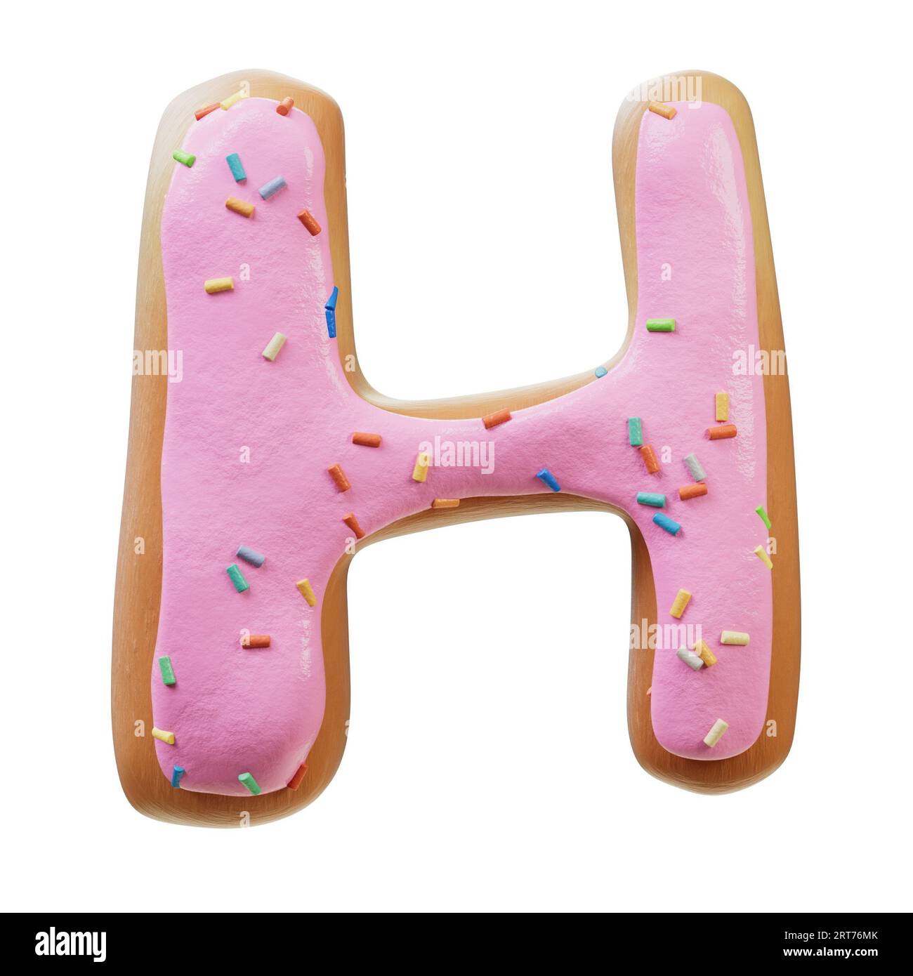 3D illustration of Rose Glazed Donut Font Concept. Bakery sweet ...