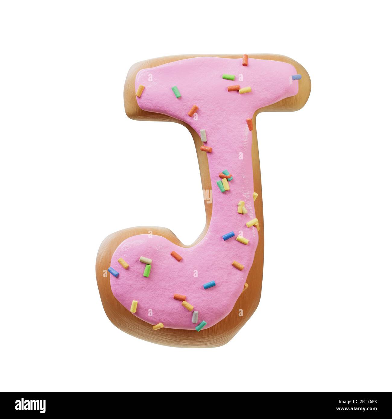 3D illustration of Rose Glazed Donut Font Concept. Bakery sweet ...