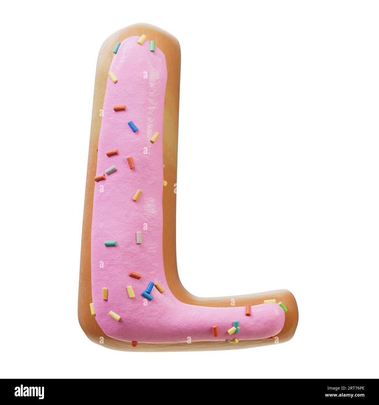 3D illustration of Rose Glazed Donut Font Concept. Bakery sweet ...