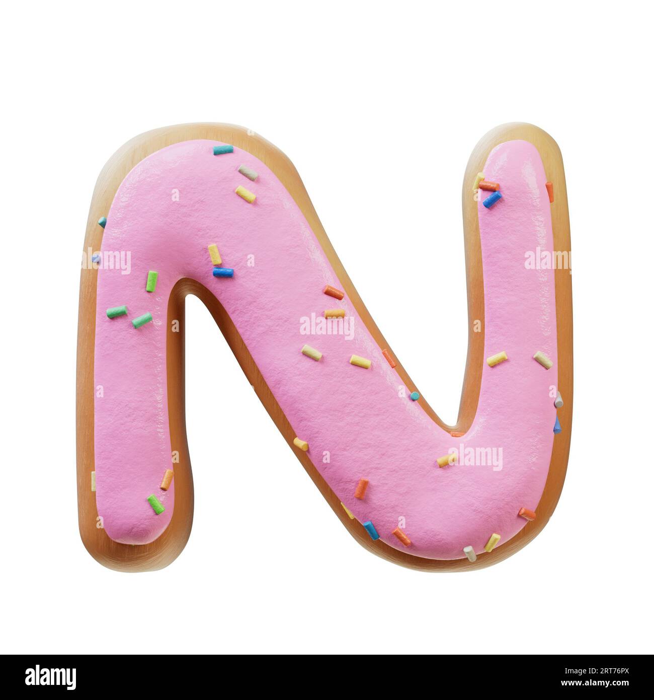 3D illustration of Rose Glazed Donut Font Concept. Bakery sweet ...