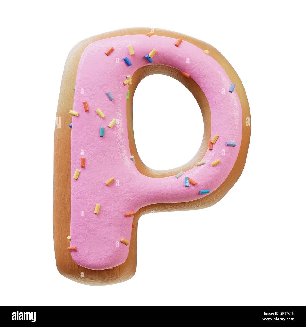 3D illustration of Rose Glazed Donut Font Concept. Bakery sweet ...