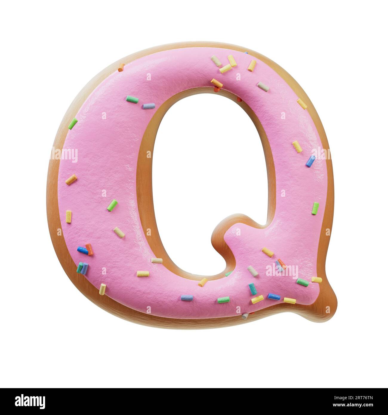 3D illustration of Rose Glazed Donut Font Concept. Bakery sweet ...