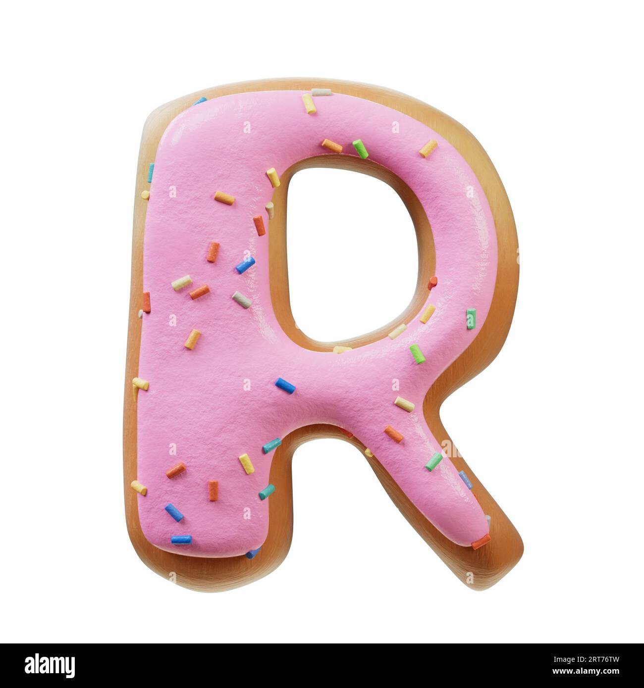 3D illustration of Rose Glazed Donut Font Concept. Bakery sweet ...