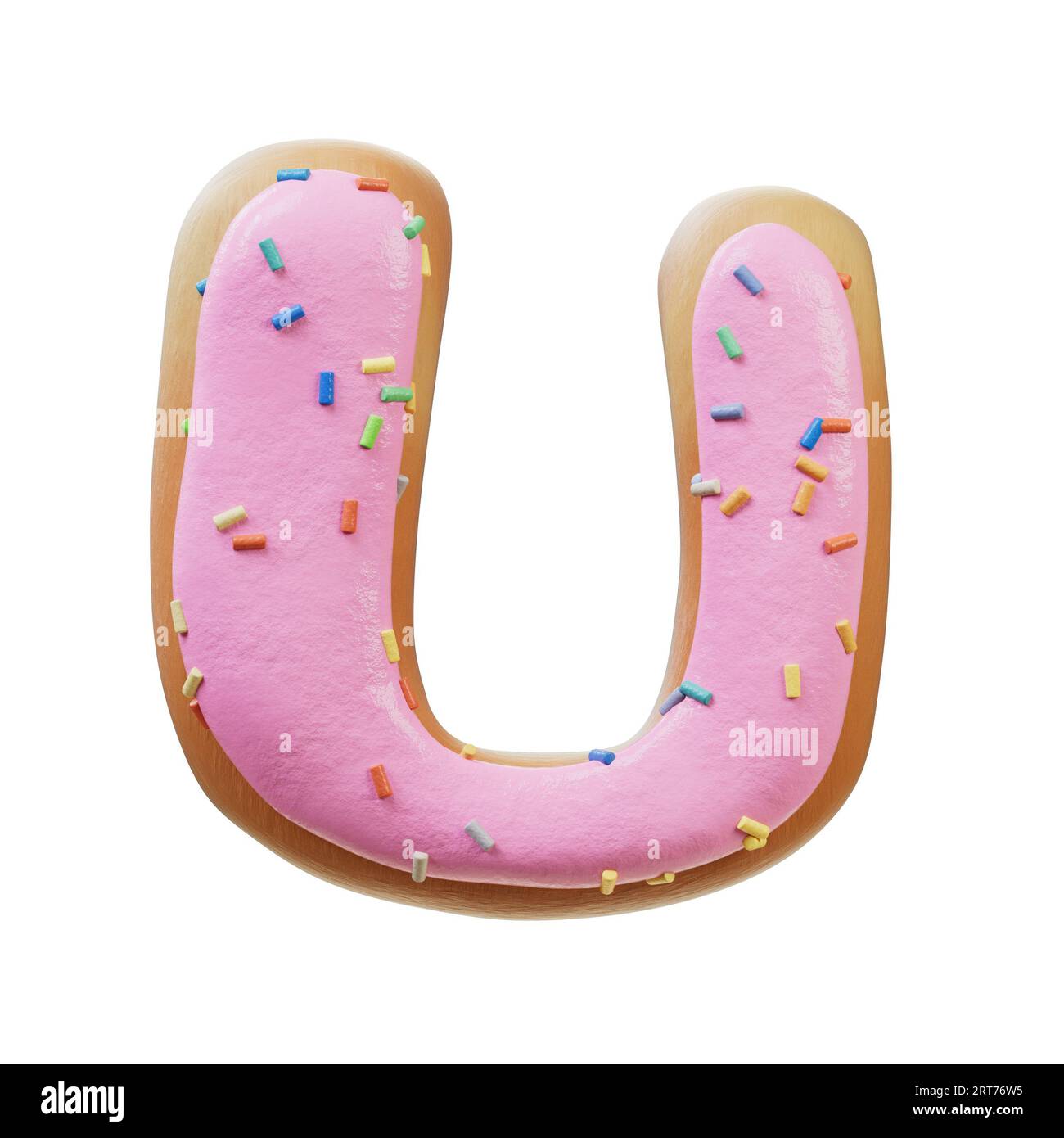 3D illustration of Rose Glazed Donut Font Concept. Bakery sweet ...