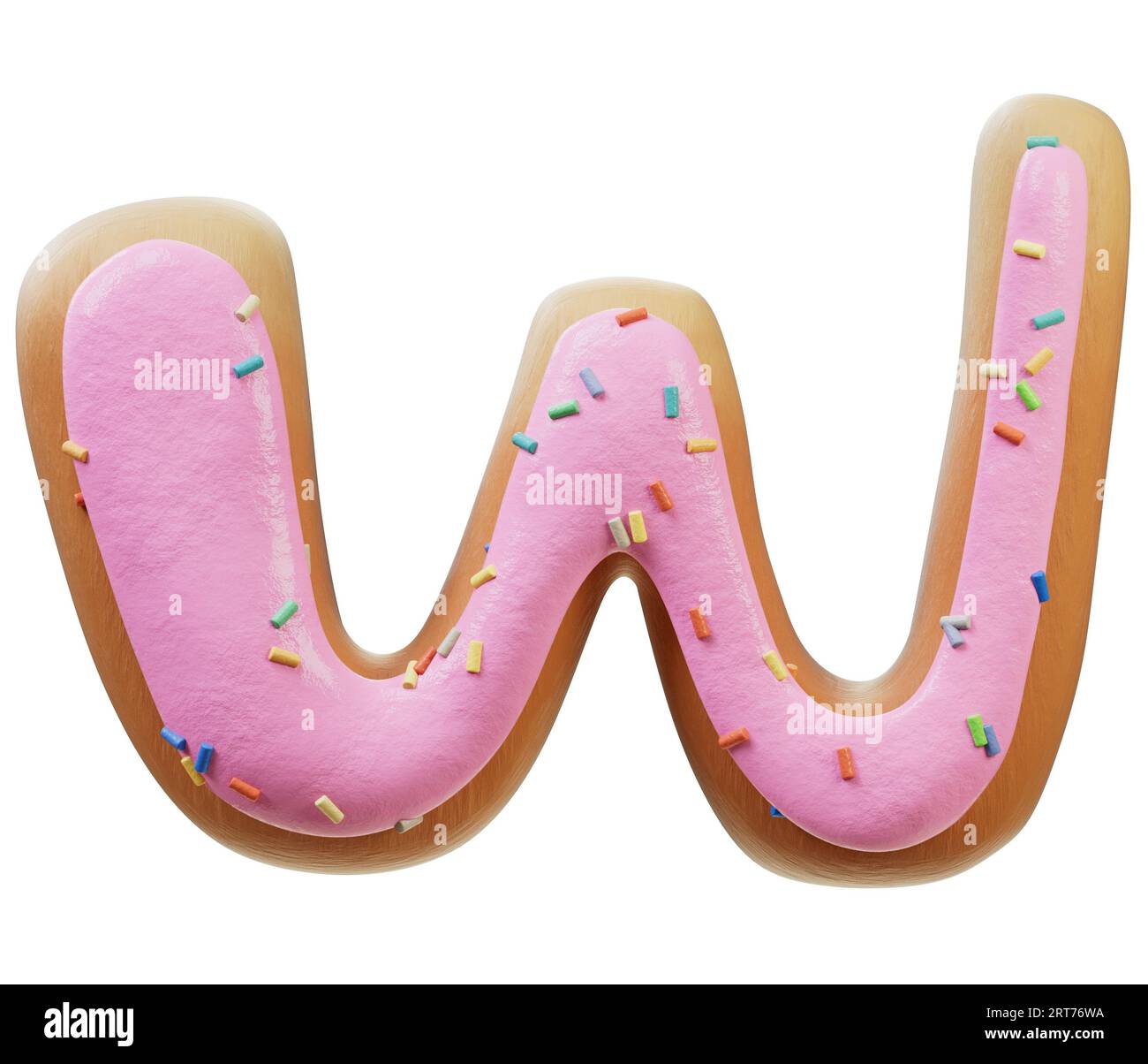 3D illustration of Rose Glazed Donut Font Concept. Bakery sweet ...