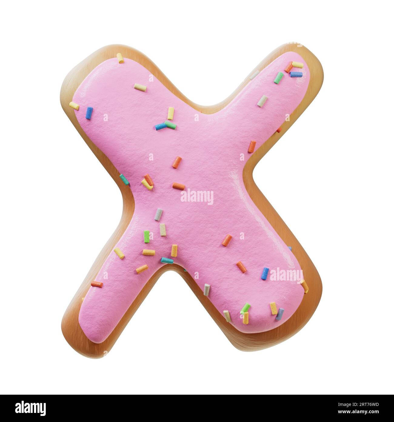 3D illustration of Rose Glazed Donut Font Concept. Bakery sweet ...