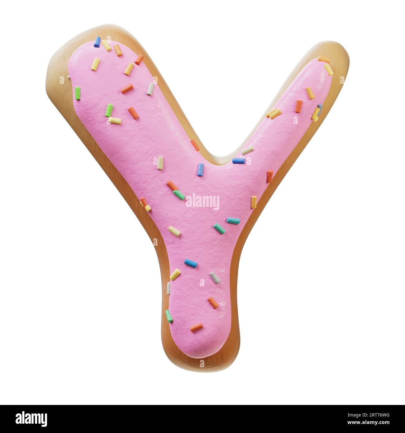 3D illustration of Rose Glazed Donut Font Concept. Bakery sweet ...