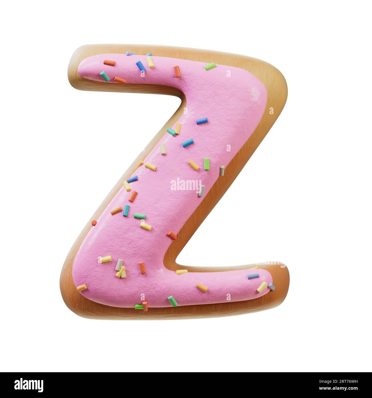 3D illustration of Rose Glazed Donut Font Concept. Bakery sweet ...