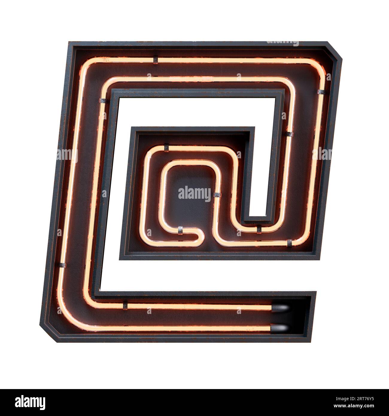 3D illustration of orange Neon light sign font . Neon tube sign font ...