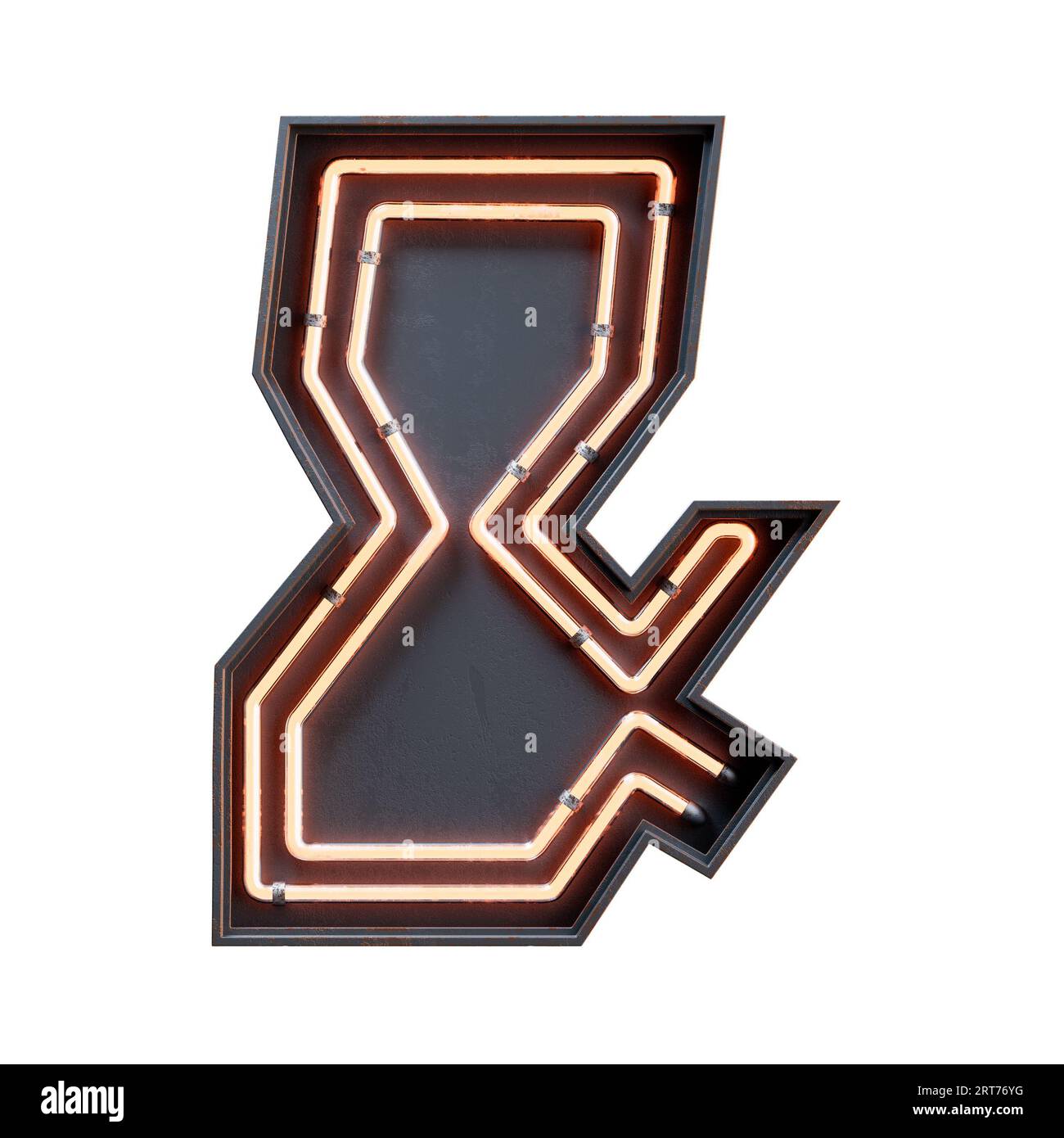 3D illustration of orange Neon light sign font . Neon tube sign font ...