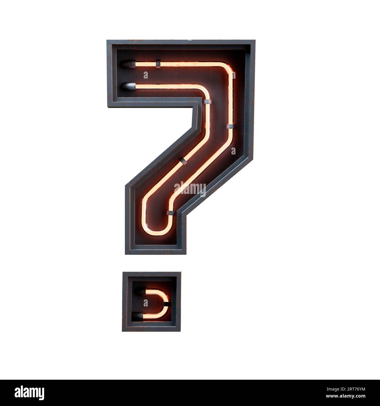 3D illustration of orange Neon light sign font . Neon tube sign font ...