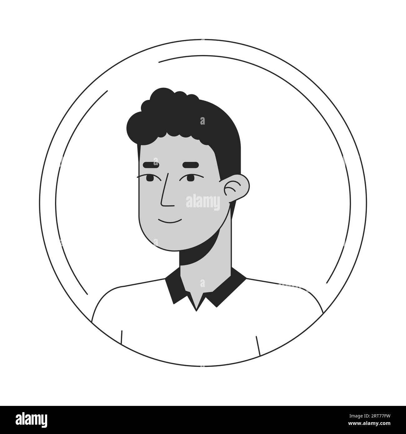 Young hispanic boy black white cartoon avatar icon Stock Vector Image ...