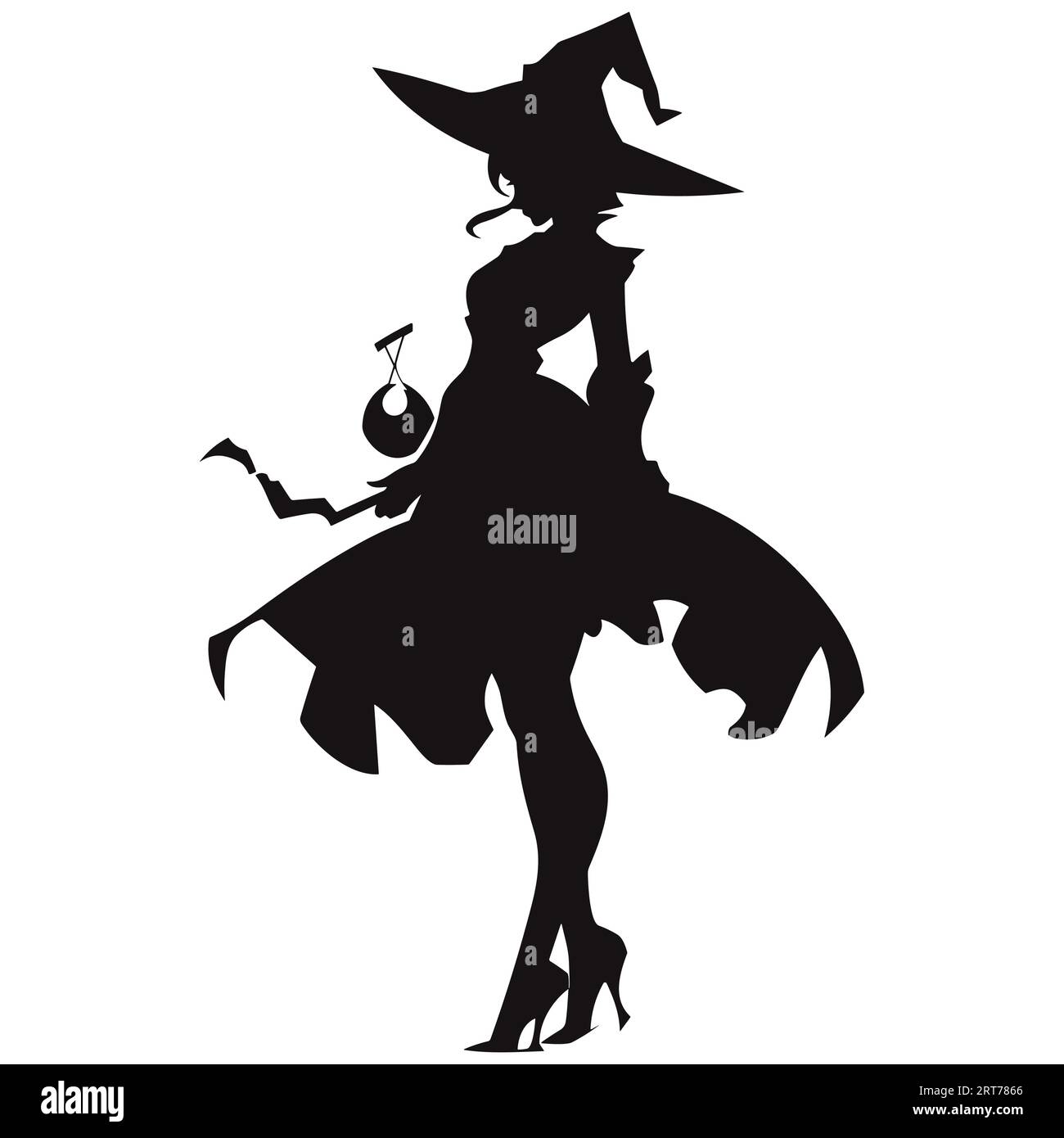 Witch on silhouette on a white background isolated Stock Vector Image ...
