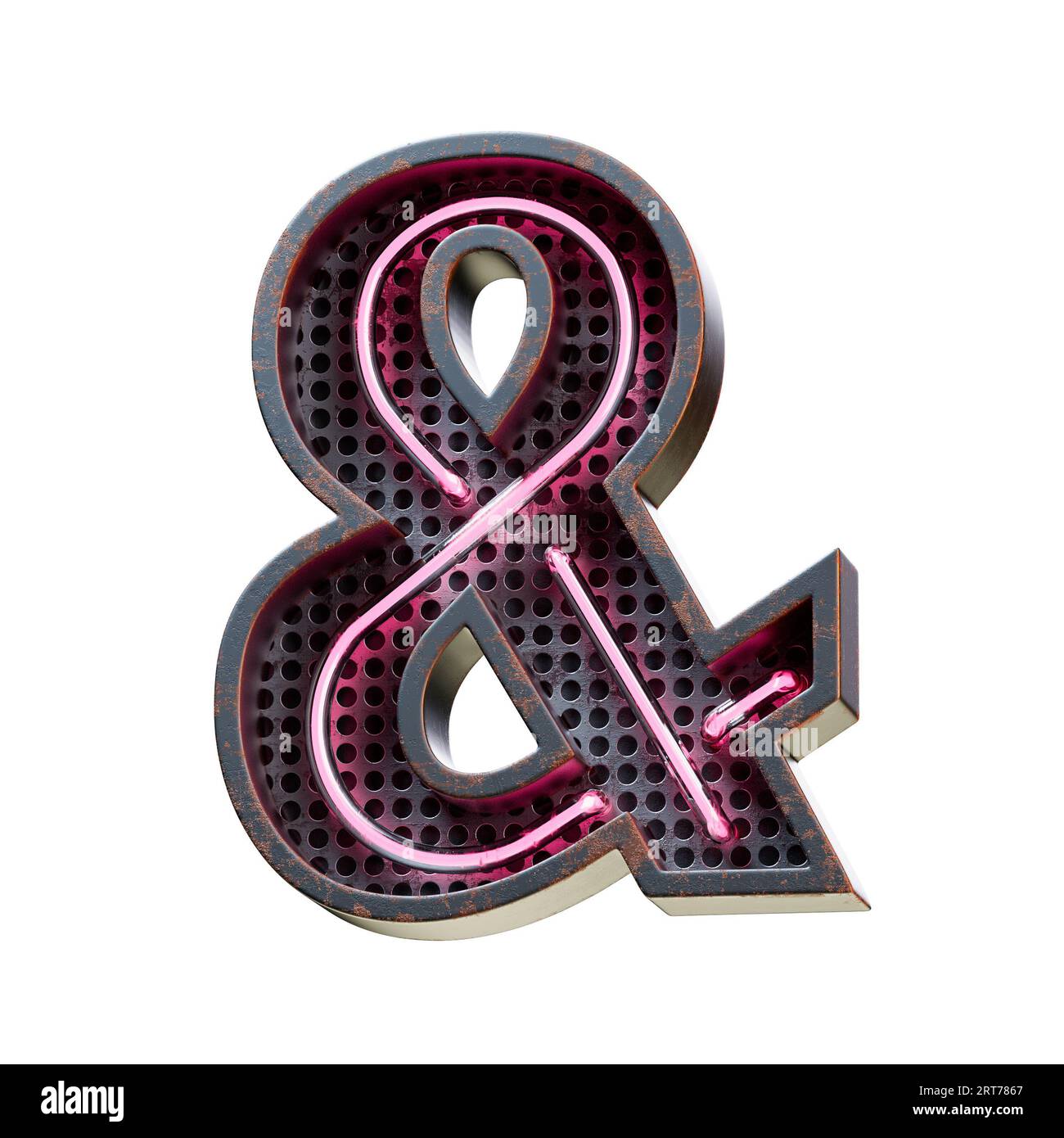 3D illustration of Pink Neon light sign font . Neon tube sign font Pink ...