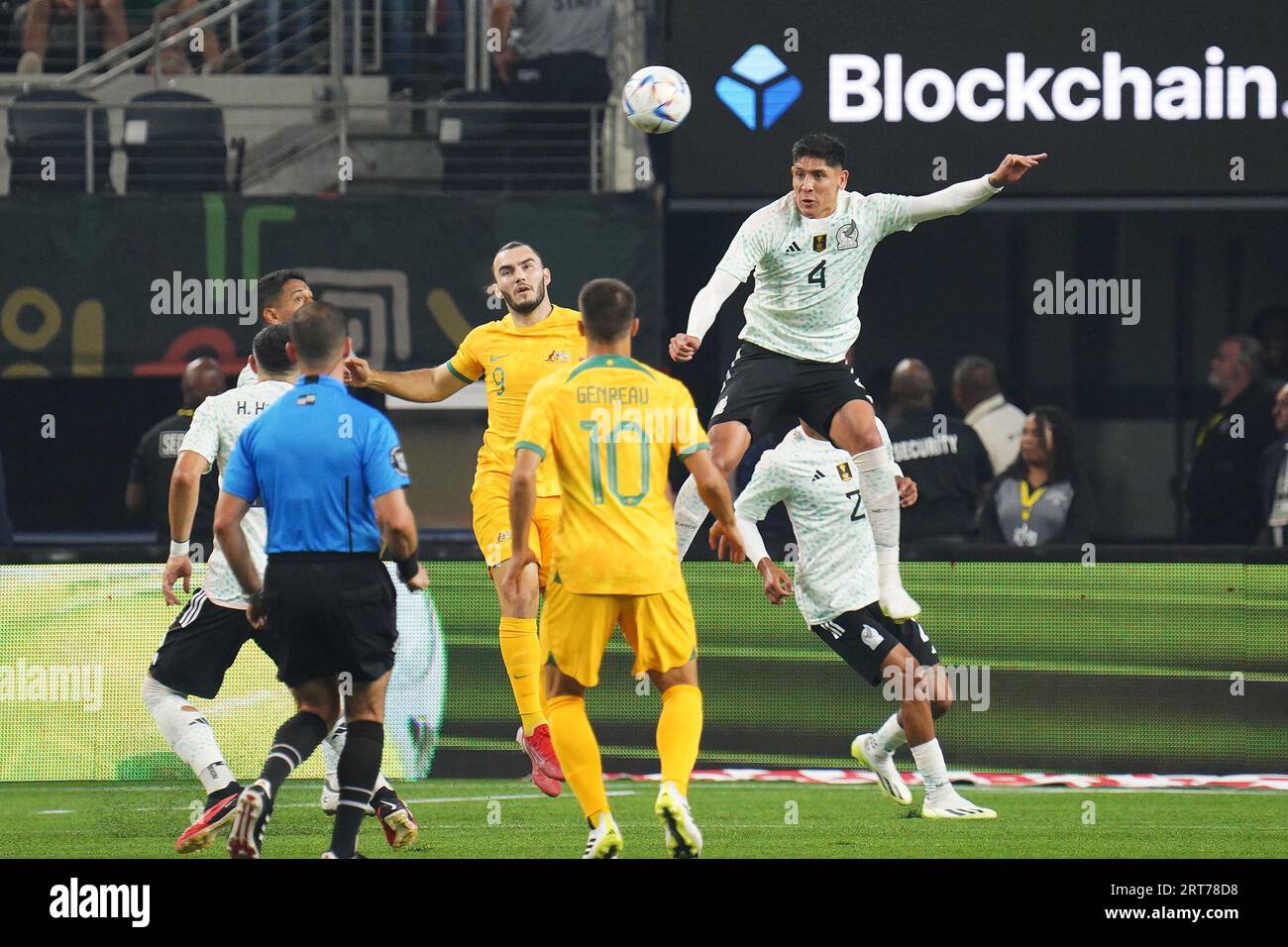 Arlington, Texas, United States: Edson Alvarez (MX) goes for the header ...