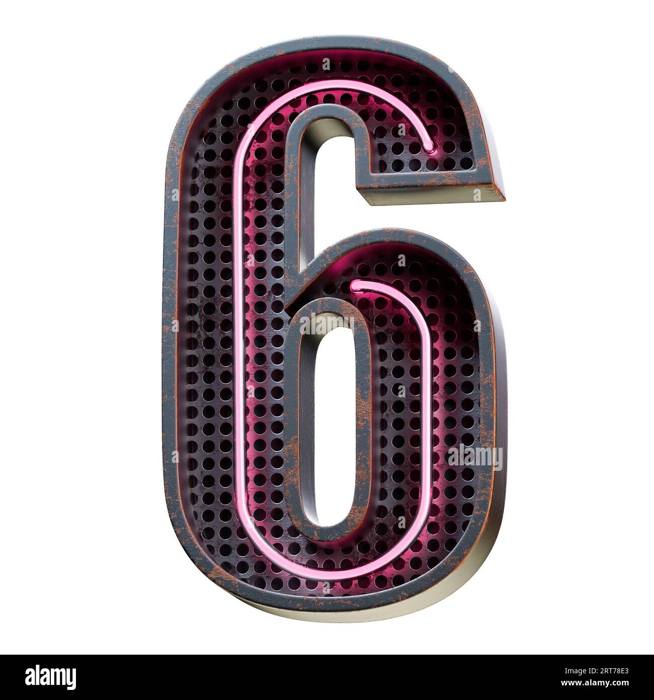 3D illustration of Pink Neon light digit number character font. Neon ...
