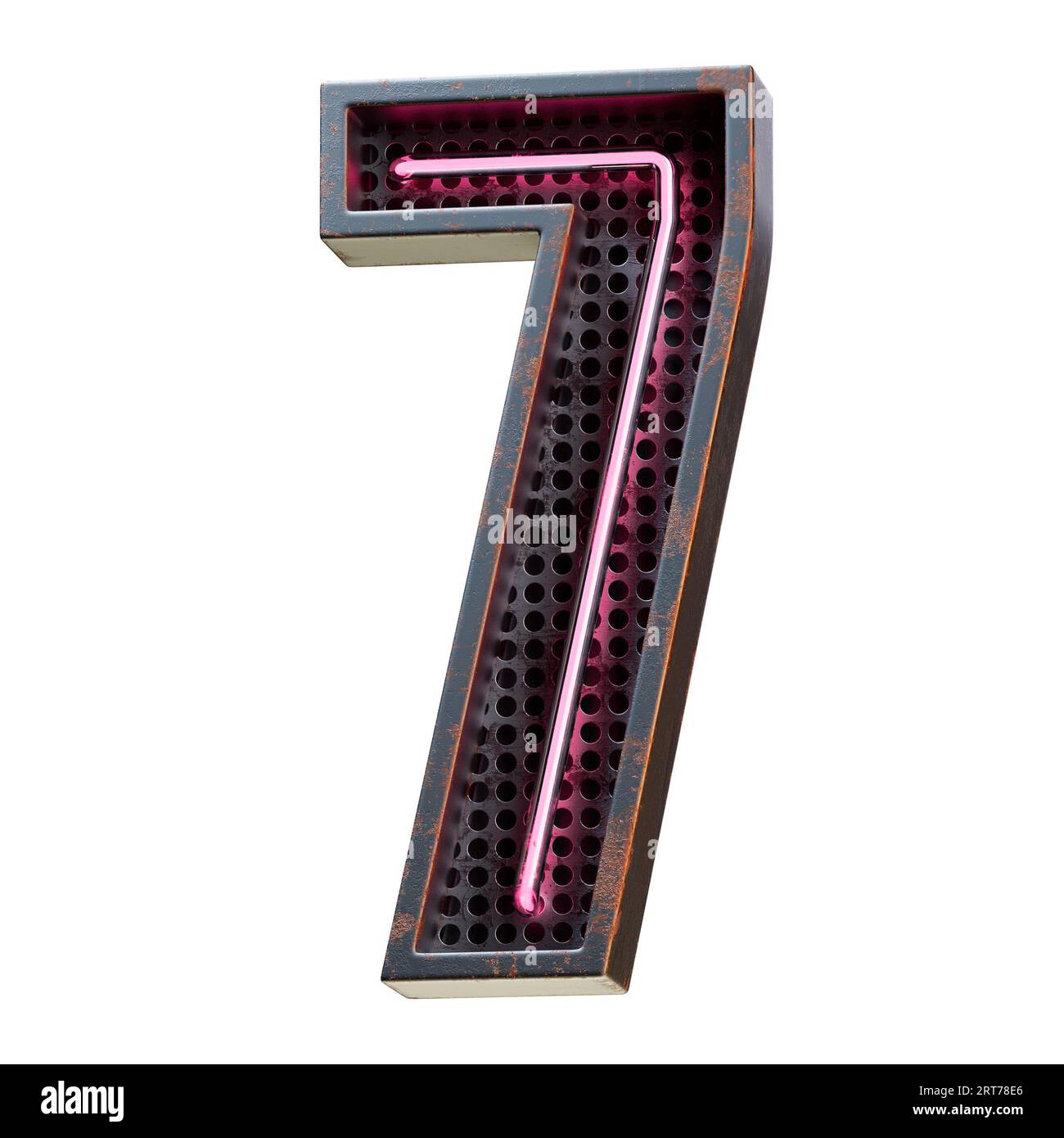 3D illustration of Pink Neon light digit number character font. Neon ...