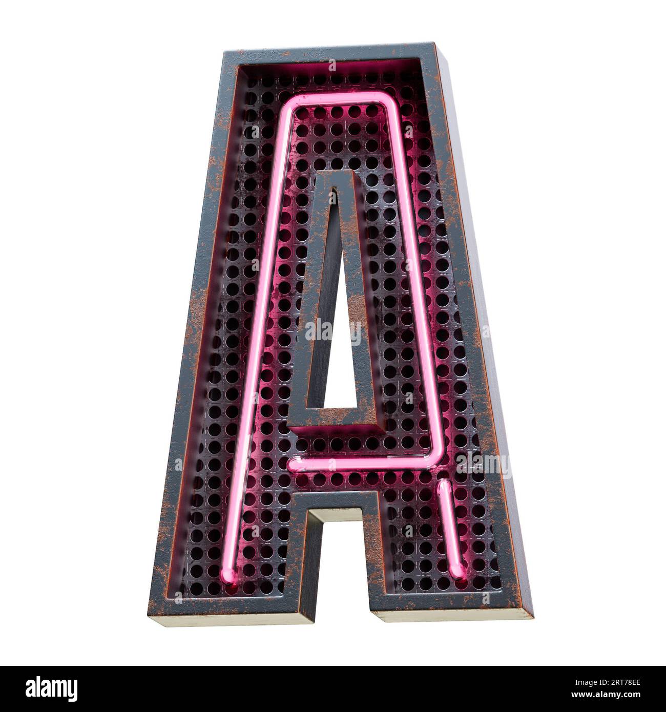 3D illustration of Pink Neon light alphabet character Capital letter ...