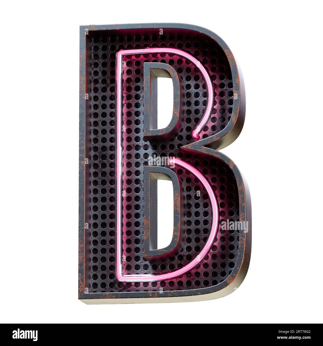 3D illustration of Pink Neon light alphabet character Capital letter ...